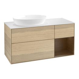 Villeroy & Boch Villeroy und Boch Finion Waschtischunterschrank FA51GNPC 120cm, Abdeckplatte white matt, Regale Walnut Veneer, Oak Veneer