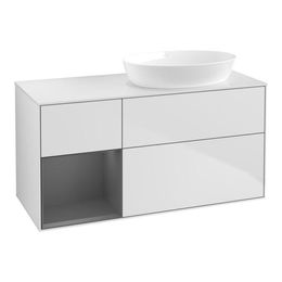 Villeroy & Boch Villeroy und Boch Finion Waschtischunterschrank FA41GKMT 120cm, Abdeckplatte white matt, Regale Anthracite matt lacquer, White matt lacquer