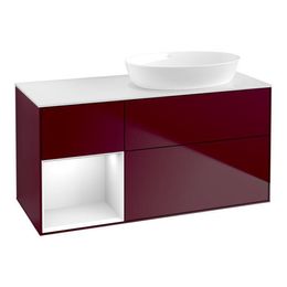 Villeroy & Boch Villeroy und Boch Finion Waschtischunterschrank FA41GFHB 120cm, Abdeckplatte white matt, Regale Glossy white lacquer, Peony Matt
