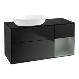 Villeroy & Boch Villeroy und Boch Finion Waschtischunterschrank FA52GMPD 120cm, Abdeckplatte black matt, Regale Olive matt lacquer, Black matt lacquer