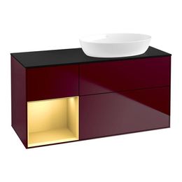 Villeroy & Boch Villeroy und Boch Finion Waschtischunterschrank GA42HFHB 120cm, Abdeckplatte black matt, Emotion, Regale Gold matt lacquer, Peony Matt