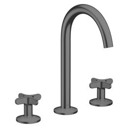 Hansgrohe AXOR One 3-Loch Waschtischarmatur 170 48040340 Ausladung 140mm, mit Push-Open-Ablaufgarnitur, mit Kreuzgriff, brushed black chrome