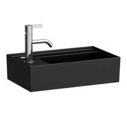 Laufen Kartell Handwaschbecken H8153357161111 46x28cm, Armatur links, ohne &Uuml;berlauf, 1 Hahnloch, schwarz matt
