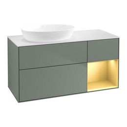 Villeroy & Boch Villeroy und Boch Finion Waschtischunterschrank GA51HFGM 120cm, Abdeckplatte white matt, Emotion, Regale Gold matt lacquer, Olive Matt Lacquer