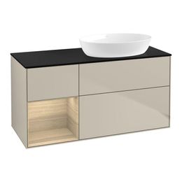 Villeroy & Boch Villeroy und Boch Finion Waschtischunterschrank GA42PCHH 120cm, Abdeckplatte black matt, Emotion, Regale Oak Veneer, Sand Matt Lacquer