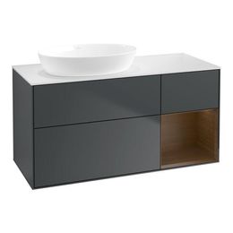 Villeroy & Boch Villeroy und Boch Finion Waschtischunterschrank FA51GNHG 120cm, Abdeckplatte white matt, Regale Walnut Veneer, Midnight Blue Matt Lacquer