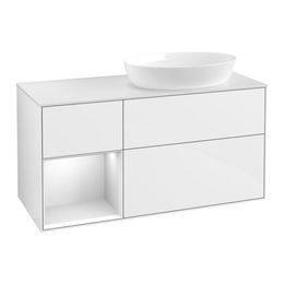 Villeroy & Boch Villeroy und Boch Finion Waschtischunterschrank GA41MTGF 120cm, Abdeckplatte white matt, Emotion, Regale White matt lacquer, Glossy white lacquer