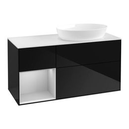 Villeroy & Boch Villeroy und Boch Finion Waschtischunterschrank GA41GJPH 120cm, Abdeckplatte white matt, Emotion, Regale Light grey matt lacquer, Glossy Black Lacquer