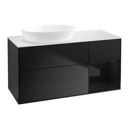 Villeroy & Boch Villeroy und Boch Finion Waschtischunterschrank GA51PHPD 120cm, Abdeckplatte white matt, Emotion, Regale Glossy black lacquer, Black matt lacquer