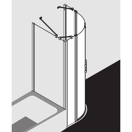 Kermi Liga Viertelkreis-Pendelt&uuml;r mit Festfeldern LIP55090201AK 90x200cm, silber mattglanz, ESG klar, auf Duschwanne