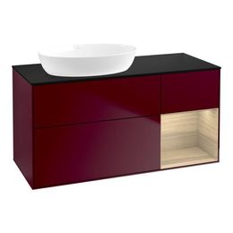 Villeroy & Boch Villeroy und Boch Finion Waschtischunterschrank FA52PCHB 120cm, Abdeckplatte black matt, Regale Oak Veneer, Peony Matt
