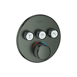 Grohe Grohtherm Smartcontrol Fertigmontageset 29121AL0 hard graphite geb&uuml;rstet, rund, UP-Thermostat, 3 Absperrventile