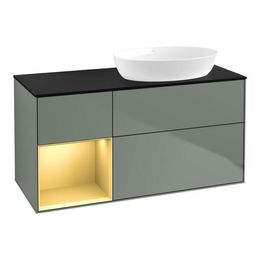 Villeroy & Boch Villeroy und Boch Finion Waschtischunterschrank FA42HFGM 120cm, Abdeckplatte black matt, Regale Gold matt lacquer, Olive Matt Lacquer