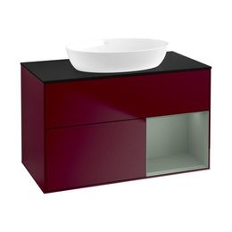 Villeroy & Boch Villeroy und Boch Finion Waschtischunterschrank FA22GMHB 100cm, Abdeckplatte black matt, Regale Olive matt lacquer, Peony Matt