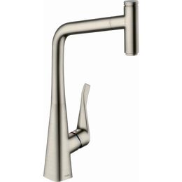 Hansgrohe Metris Select M7115-H320 K&uuml;chenarmatur 73803800, Edelstahl-Optik, ausziehb. Auslauf, sBox