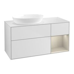 Villeroy & Boch Villeroy und Boch Finion Waschtischunterschrank GA51HHMT 120cm, Abdeckplatte white matt, Emotion, Regale sand matt lacquer, White matt lacquer