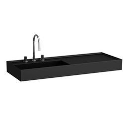 Laufen Kartell Waschtisch H8133327161111 120x46cm, Ablage rechts, ohne &Uuml;berlauf, 1 Hahnloch, schwarz matt