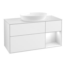 Villeroy & Boch Villeroy und Boch Finion Waschtischunterschrank FA71GFGF 120cm, Abdeckplatte white matt, Regale Glossy white lacquer, Glossy white lacquer