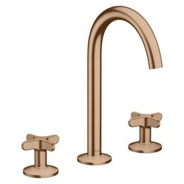 Hansgrohe AXOR One 3-Loch Waschtischarmatur 170 48040310 Ausladung 140mm, mit Push-Open-Ablaufgarnitur, mit Kreuzgriff, brushed red gold