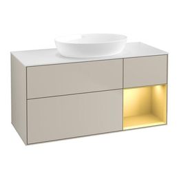 Villeroy & Boch Villeroy und Boch Finion Waschtischunterschrank GA71HFHH 120cm, Abdeckplatte white matt, Emotion, Regale Gold matt lacquer, Sand Matt Lacquer