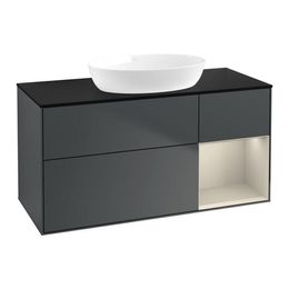 Villeroy & Boch Villeroy und Boch Finion Waschtischunterschrank FA72HHHG 120cm, Abdeckplatte black matt, Regale sand matt lacquer, Midnight Blue Matt Lacquer