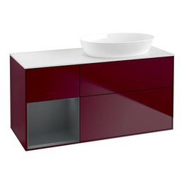 Villeroy & Boch Villeroy und Boch Finion Waschtischunterschrank FA41HGHB 120cm, Abdeckplatte white matt, Regale Midnight matt lacquer, Peony Matt