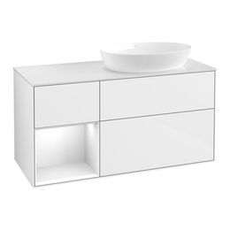 Villeroy & Boch Villeroy und Boch Finion Waschtischunterschrank FA41GFGF 120cm, Abdeckplatte white matt, Regale Glossy white lacquer, Glossy white lacquer