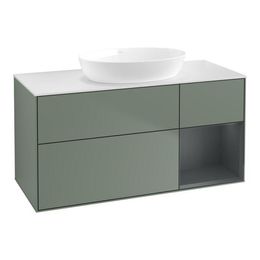 Villeroy & Boch Villeroy und Boch Finion Waschtischunterschrank FA71HGGM 120cm, Abdeckplatte white matt, Regale Midnight matt lacquer, Olive Matt Lacquer