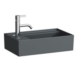 Laufen Kartell Handwaschbecken H8153357581121 46x28cm, Armatur links, ohne &Uuml;berlauf, ohne Hahnloch, graphit matt