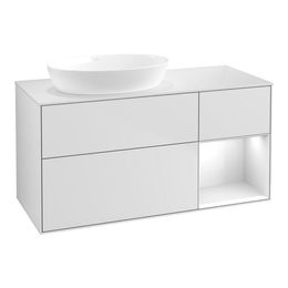 Villeroy & Boch Villeroy und Boch Finion Waschtischunterschrank FA51GFMT 120cm, Abdeckplatte white matt, Regale Glossy white lacquer, White matt lacquer