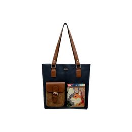 Umhängetasche DOGO "Multi Pocket Bag Shopper-Tasche Blooming Dog Damen", Damen, Gr. B/H/T: 36cm x 8cm onesize, blau, Taschen