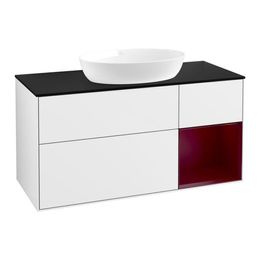 Villeroy & Boch Villeroy und Boch Finion Waschtischunterschrank GA72HBGF 120cm, Abdeckplatte black matt, Emotion, Regale Peony matt lacquer, Glossy white lacquer