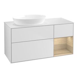 Villeroy & Boch Villeroy und Boch Finion Waschtischunterschrank FA51PCMT 120cm, Abdeckplatte white matt, Regale Oak Veneer, White matt lacquer