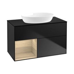 Villeroy & Boch Villeroy und Boch Finion Waschtischunterschrank GA12PCPD 100cm, Abdeckplatte black matt, Emotion, Regale Oak Veneer, Black matt lacquer