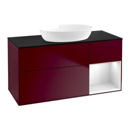 Villeroy & Boch Villeroy und Boch Finion Waschtischunterschrank GA72MTHB 120cm, Abdeckplatte black matt, Emotion, Regale White matt lacquer, Peony Matt