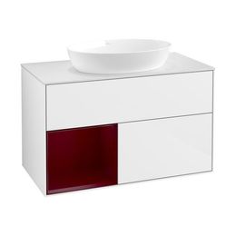 Villeroy & Boch Villeroy und Boch Finion Waschtischunterschrank FA11HBGF 100cm, Abdeckplatte white matt, Regale Peony matt lacquer, Glossy white lacquer