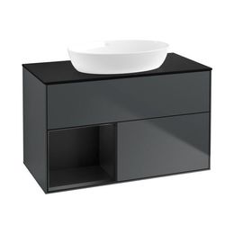 Villeroy & Boch Villeroy und Boch Finion Waschtischunterschrank GA12PDHG 100cm, Abdeckplatte black matt, Emotion, Regale Black matt lacquer, Midnight Blue Matt Lacquer