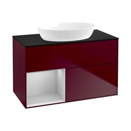 Villeroy & Boch Villeroy und Boch Finion Waschtischunterschrank GA12GJHB 100cm, Abdeckplatte black matt, Emotion, Regale Light grey matt lacquer, Peony Matt