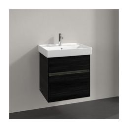 Villeroy & Boch Villeroy und Boch Collaro Waschtischunterschrank C008B0AB 55,4x54,6x44,4cm, Waschbecken mittig, LED-Beleuchtung, black oak