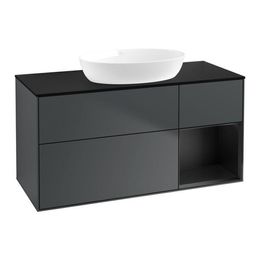 Villeroy & Boch Villeroy und Boch Finion Waschtischunterschrank FA72PDHG 120cm, Abdeckplatte black matt, Regale Black matt lacquer, Midnight Blue Matt Lacquer