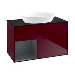 Villeroy & Boch Villeroy und Boch Finion Waschtischunterschrank FA12HGHB 100cm, Abdeckplatte black matt, Regale Midnight matt lacquer, Peony Matt