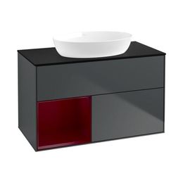 Villeroy & Boch Villeroy und Boch Finion Waschtischunterschrank GA12HBHG 100cm, Abdeckplatte black matt, Emotion, Regale Peony matt lacquer, Midnight Blue Matt Lacquer