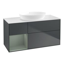 Villeroy & Boch Villeroy und Boch Finion Waschtischunterschrank FA61GMHG 120cm, Abdeckplatte white matt, Regale Olive matt lacquer, Midnight Blue Matt Lacquer