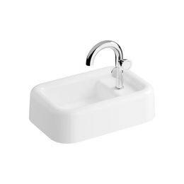 Vitra Liquid Aufsatz-Waschtisch 7315B403-0041 58x38,5x16,5cm, asymmetrisch, ohne &Uuml;berlauf, wei&szlig; hochglanz VC, 1 Hahnloch mittig