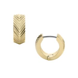 Paar Creolen Fossil "Schmuck Geschenk Edelstahl Ohrringe SADIE", gold (edelstahlfarben, gelbgoldfarben), Ohrringe, Damen, 13,5mm, Edelstahl