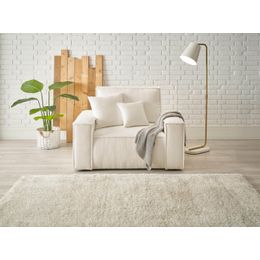 Loveseat OTTO HOME "FINNLEY, XXL-Sessel, Lesesessel, trendige Stoffe, inkl. Zierkissen", wei&szlig;, B:120cm H:85cm T:86cm, Bezugstoff aus 90% recyeltem Material ;Aqua Clean ;Gramatur 580g/qm +/- 5%, Sessel, verf&uuml;gbar in den Stoffqualit&auml;ten Boucl&eacute;, Struktur fein und Mega Cord