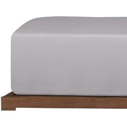 Spannbettlaken uncover by Schiesser "New Jersey aus 100% Baumwolle", grau (hellgrau), B:180cm L:200cm, Jersey, Obermaterial: 100% Baumwolle, Bettlaken, Spannbettlaken, Made in Green