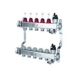 Purmo Heizkreisverteiler FF7MSSD064AKDB5 6 Kreise, 403 mm lang, 1", Edelstahl, dynamic