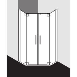 Kermi Pasa XP F&uuml;nfeck-Duschkabine Pendelt&uuml;r PXF5010018VAK 100x100x185cm, silber hochglanz, ESG klar