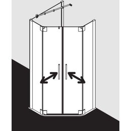 Kermi Pasa XP F&uuml;nfeck-Duschkabine Pendelt&uuml;r PXF53100181YK 100x100x185cm, silber matt, ESG SR OpacoClean